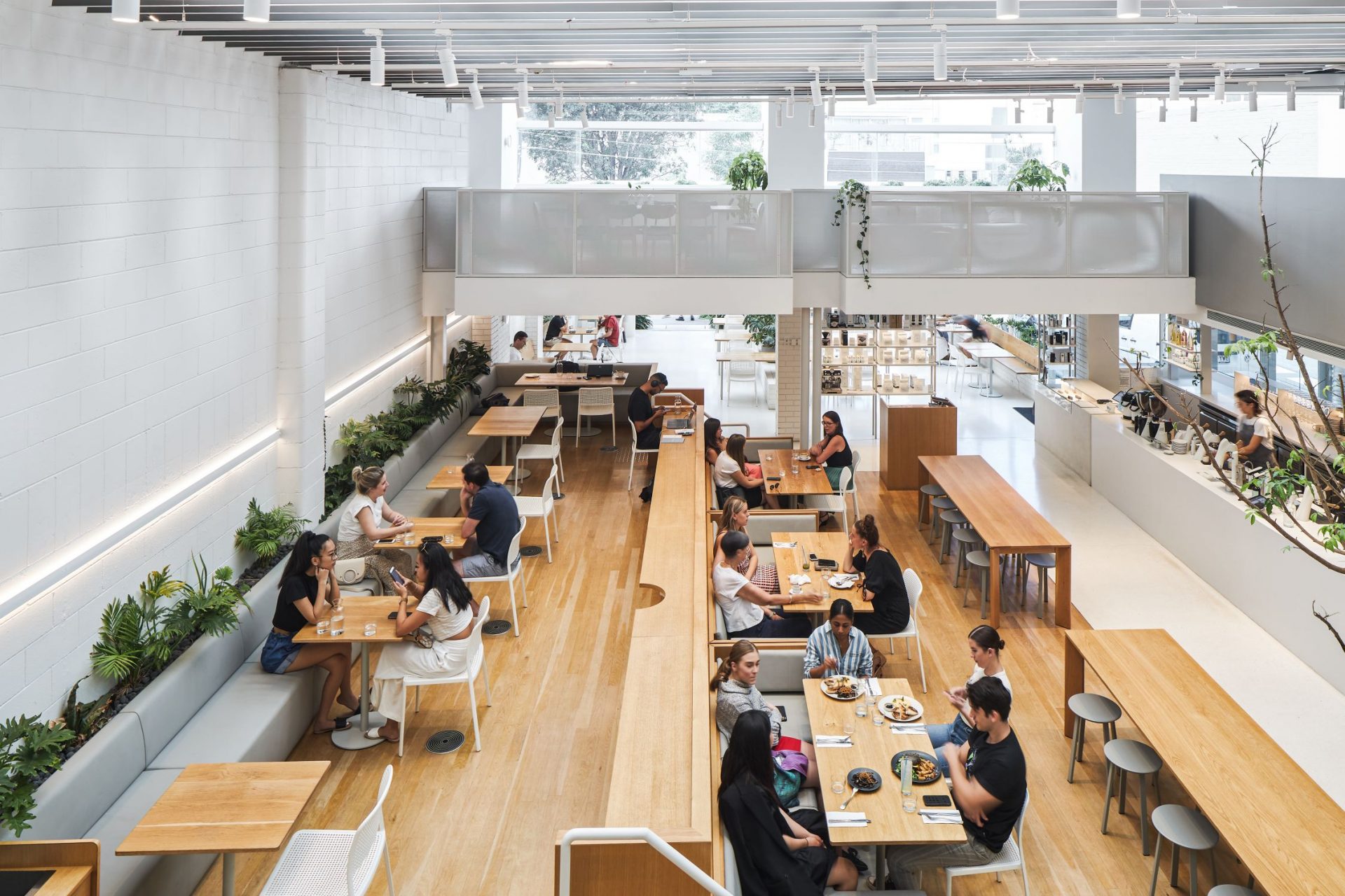 Platform by Design Office layers white "fins" across the ceiling of ...