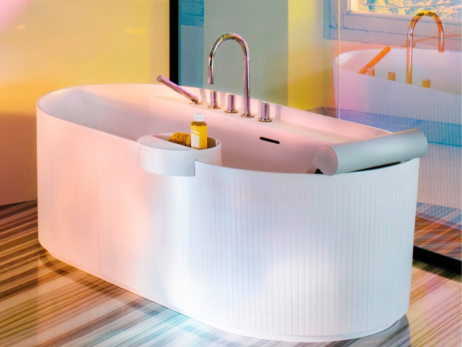 Geometric and textured Sonar bath by Laufen - Australian Design Review